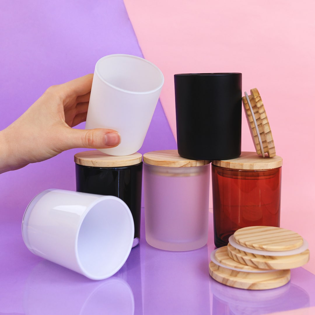 8 Oz Candle Jars With Bamboo Lids | Glass Jars for Candle | Empty Glass ...