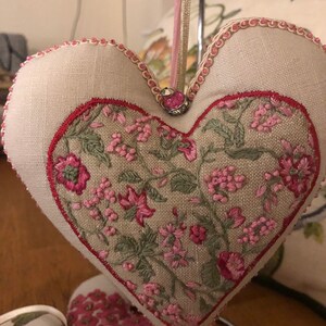 French Linen Embroidered Heart - Etsy