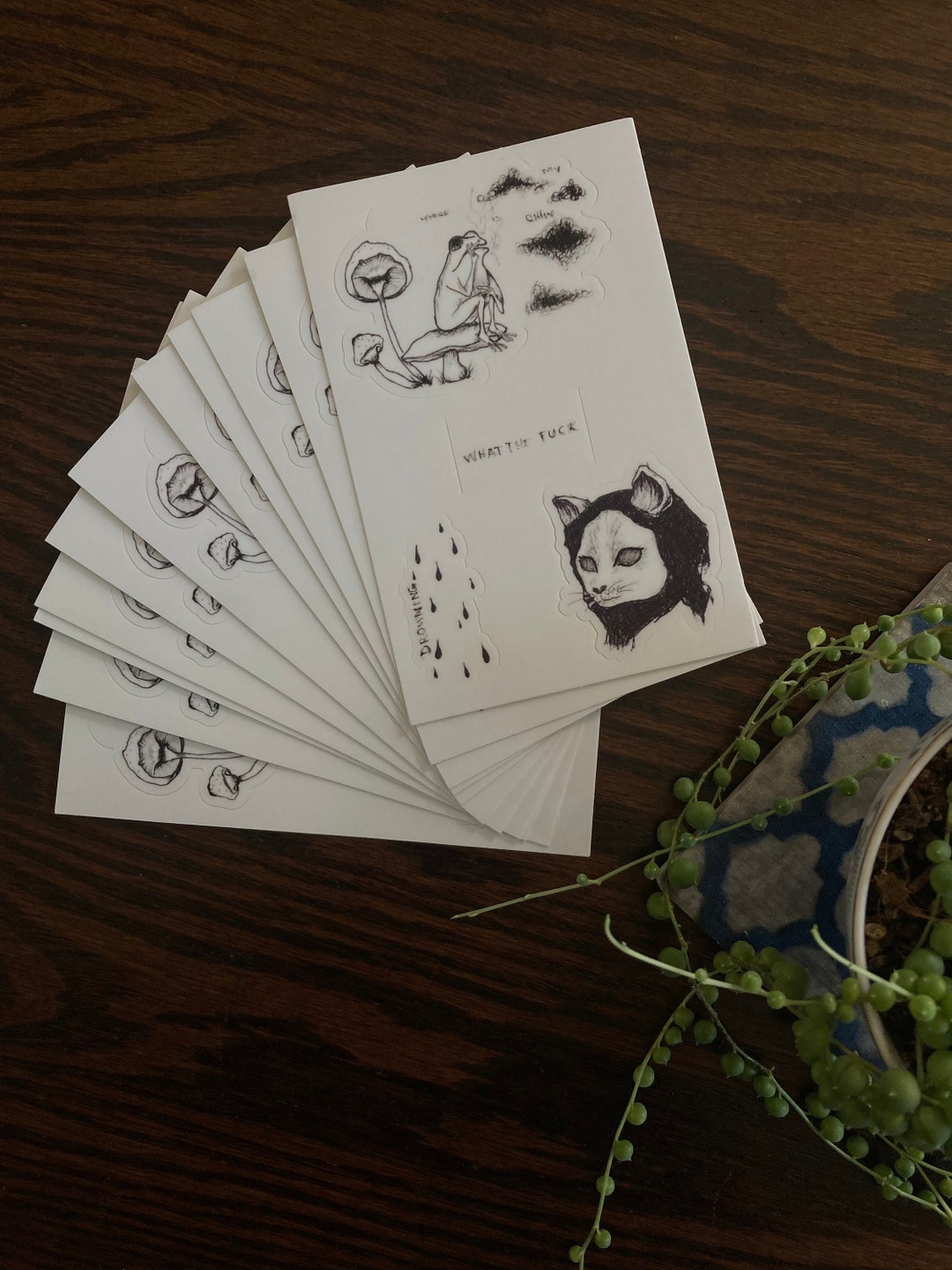 Pen and Ink Drawing Sticker Sheets sample Size where is My - Etsy