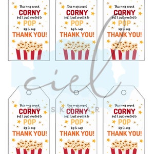 Thank You Popcorn Printable Gift Tag | Digital Download | Popcorn ...