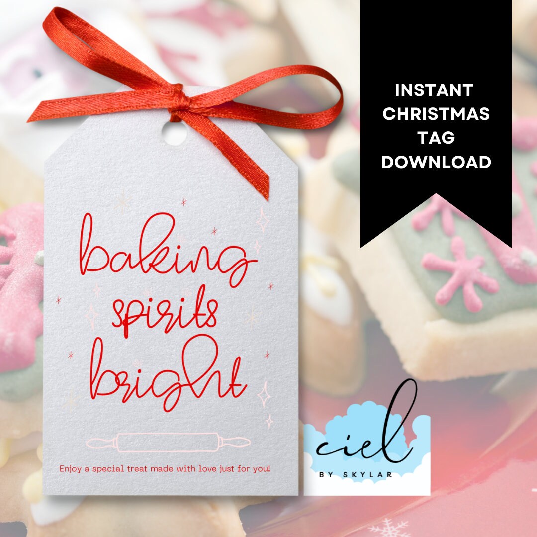 Baking Spirits Bright Printable Gift Tag | Digital Download | Holiday ...