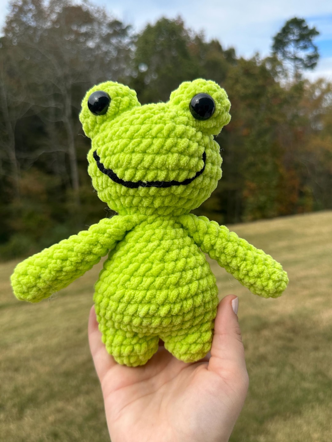 Frog Crochet Plushie / Frog Amigurumi / Green Stuffed Animal / Knit ...