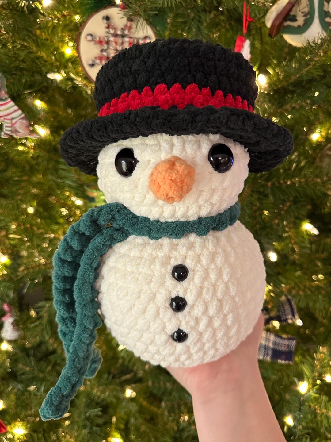 Snowman Plushie / Crochet Snowman Stuffed Animal / Christmas Decor ...