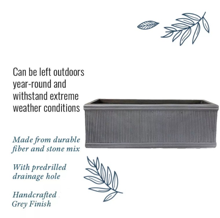 Handmade Vertically Ribbed Grey Concrete & Stone Trough | Etsy UK