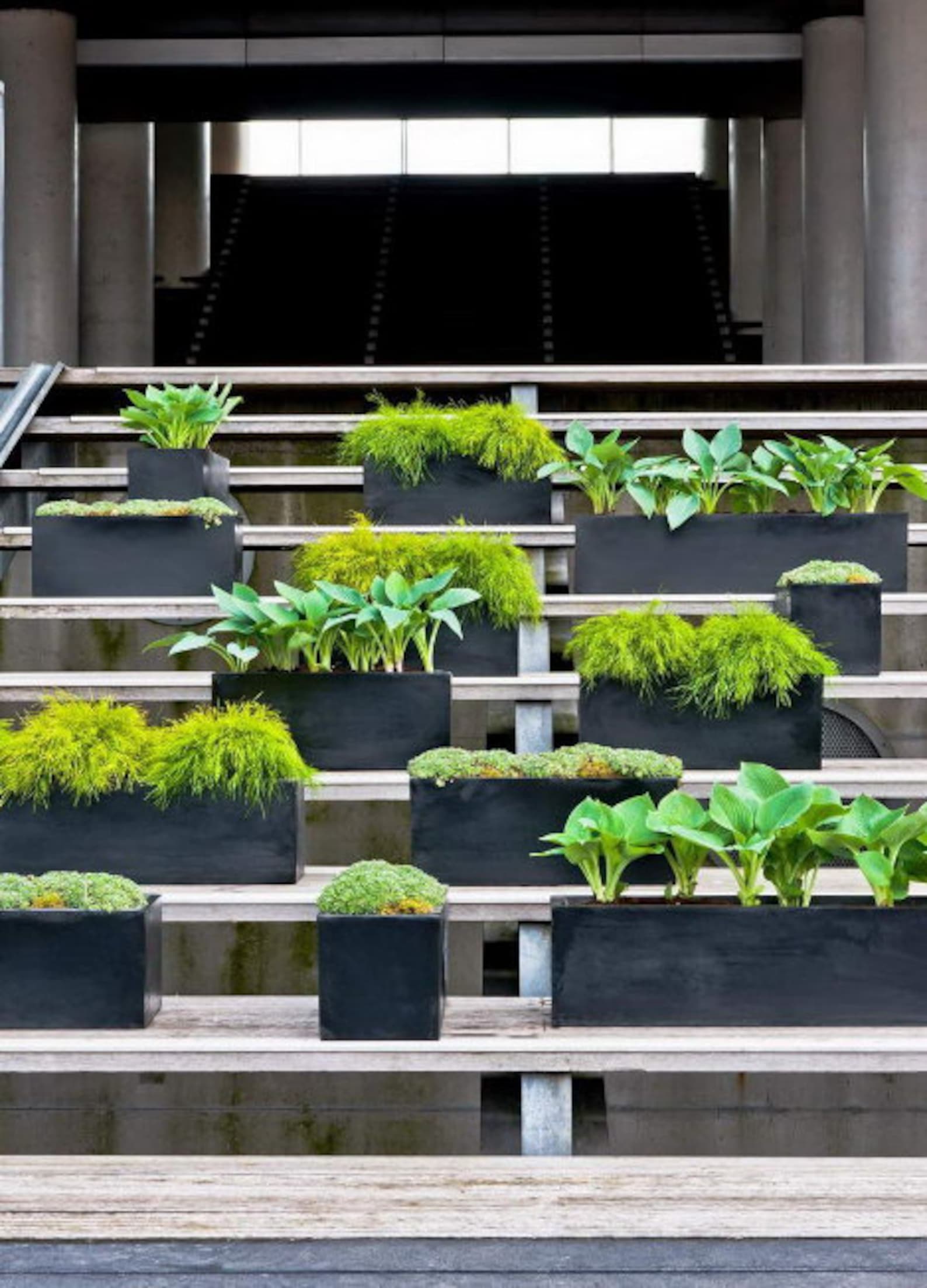Black Concrete Window Box Planter Large Rectangular Fibrestone Garden ...