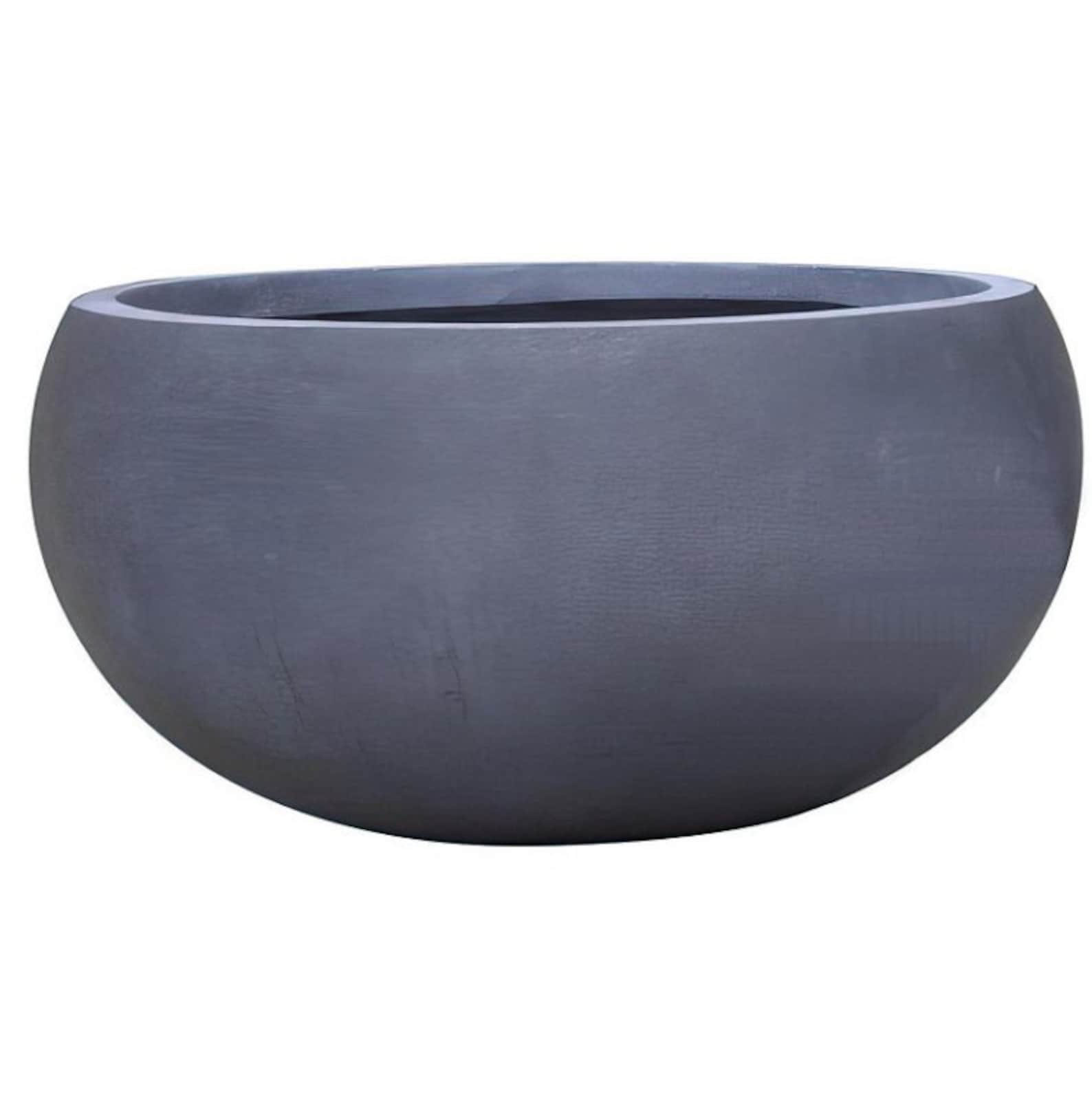 Dark Grey Smooth Shallow Outdoor Garden Concrete & Stone Bowl - Etsy UK