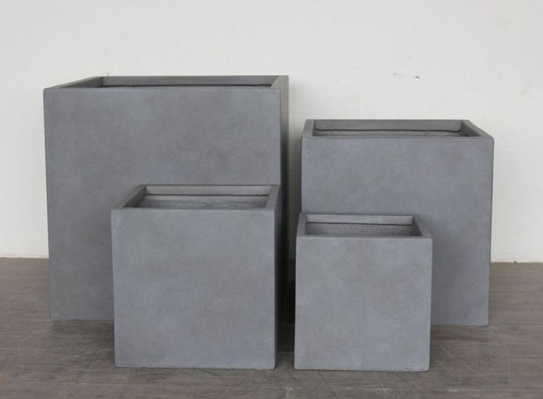 Light Grey Handmade Cuboid Square Concrete Planters Pots - Etsy