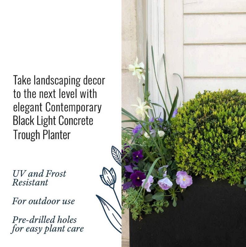 Premium Large Black Rectangular Concrete Window Box Planter - Etsy UK