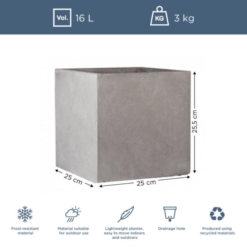 Light Grey Handmade Cuboid Square Concrete Planters Pots - Etsy