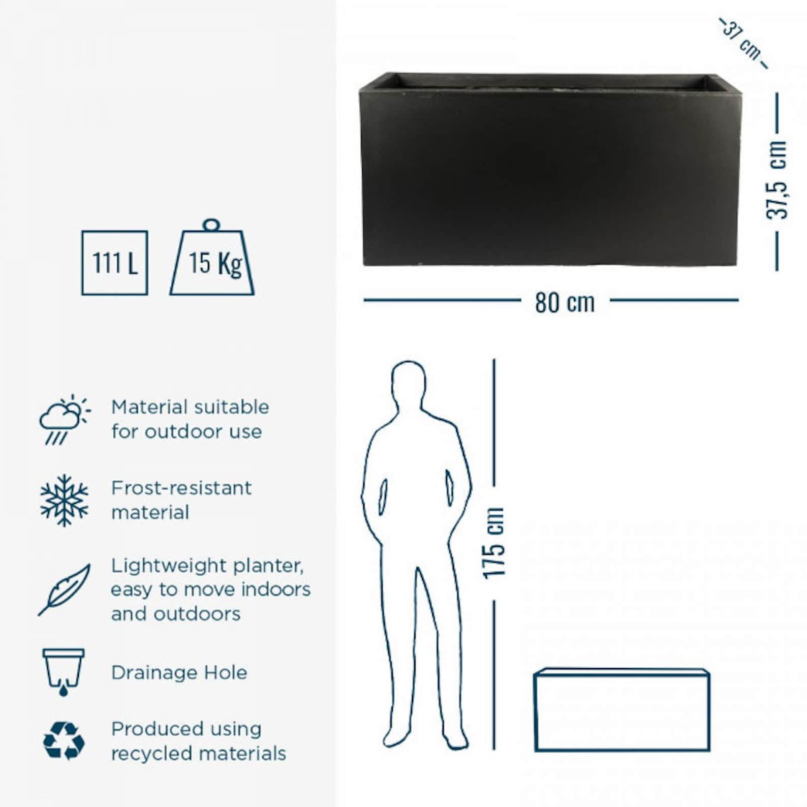 Premium Large Black Rectangular Concrete Window Box Planter - Etsy UK