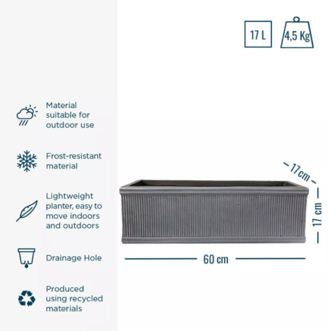 Handmade Vertically Ribbed Grey Concrete & Stone Trough | Etsy UK