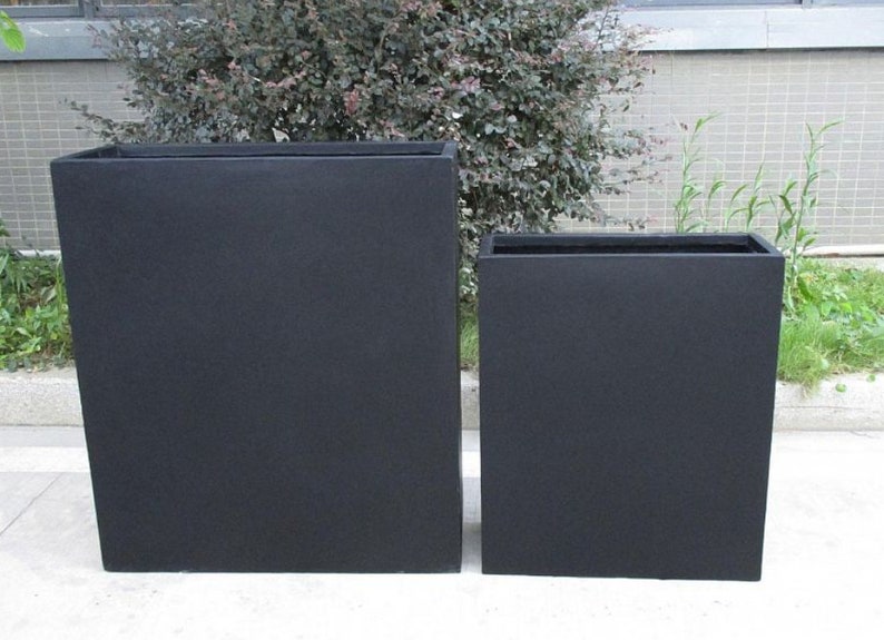 Black Narrow Concrete Planters Space Efficient Raised Flower - Etsy