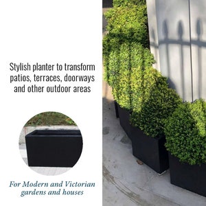 Black Concrete Window Box Planter Large Rectangular Fibrestone Garden ...