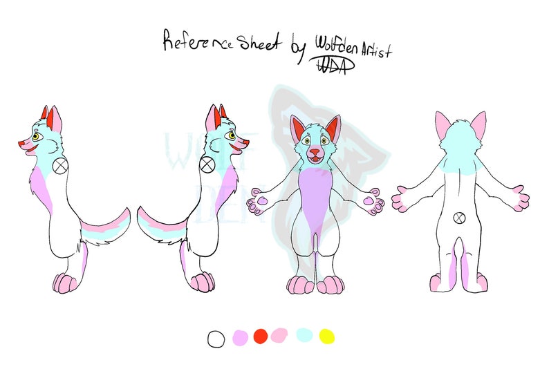 Furry Fursuit Character Reference Sheet Pastel Wolf Dog Ref - Etsy