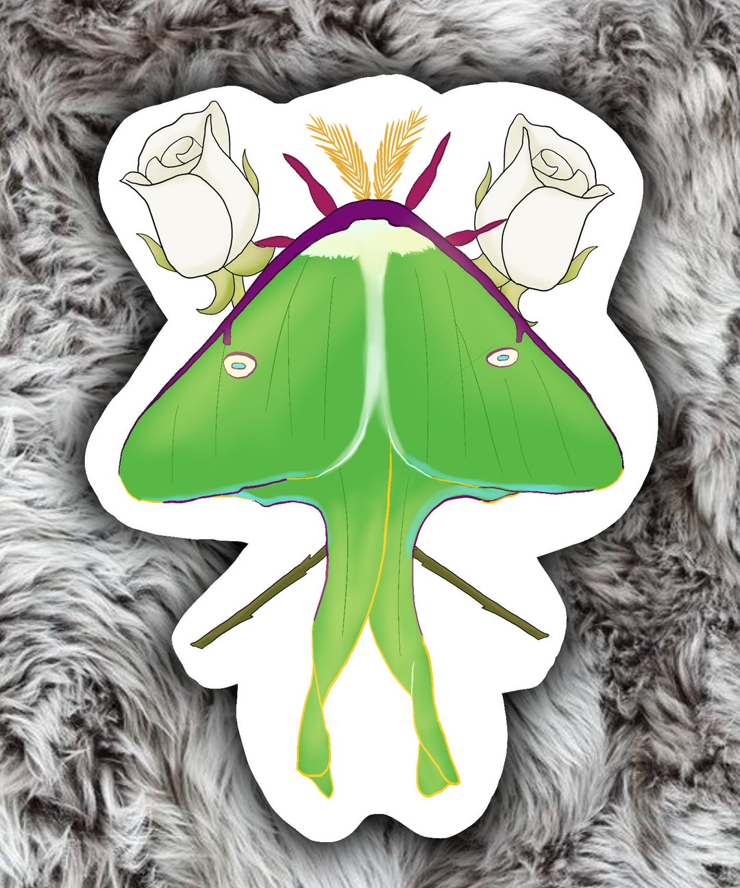 Glossy Vinyl Luna Moth Sticker - Etsy