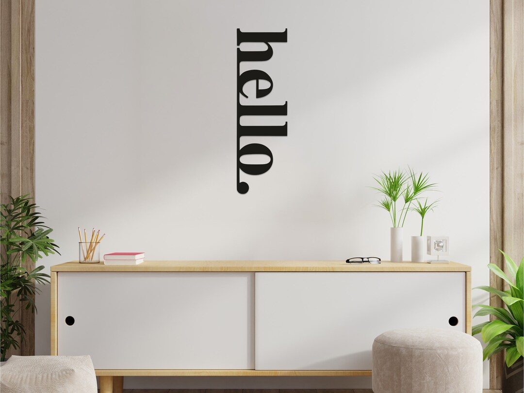 Hello Metal Wall Sign Vertical Metal Wall Art Outdoor - Etsy