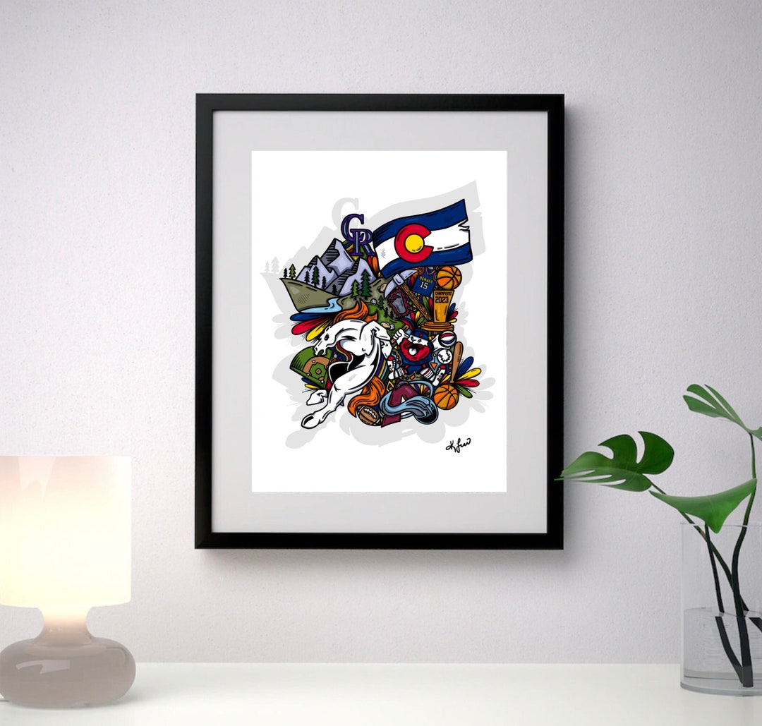 Denver Colorado Sports Abstract Art Print, Poster - Wall Home Decor ...