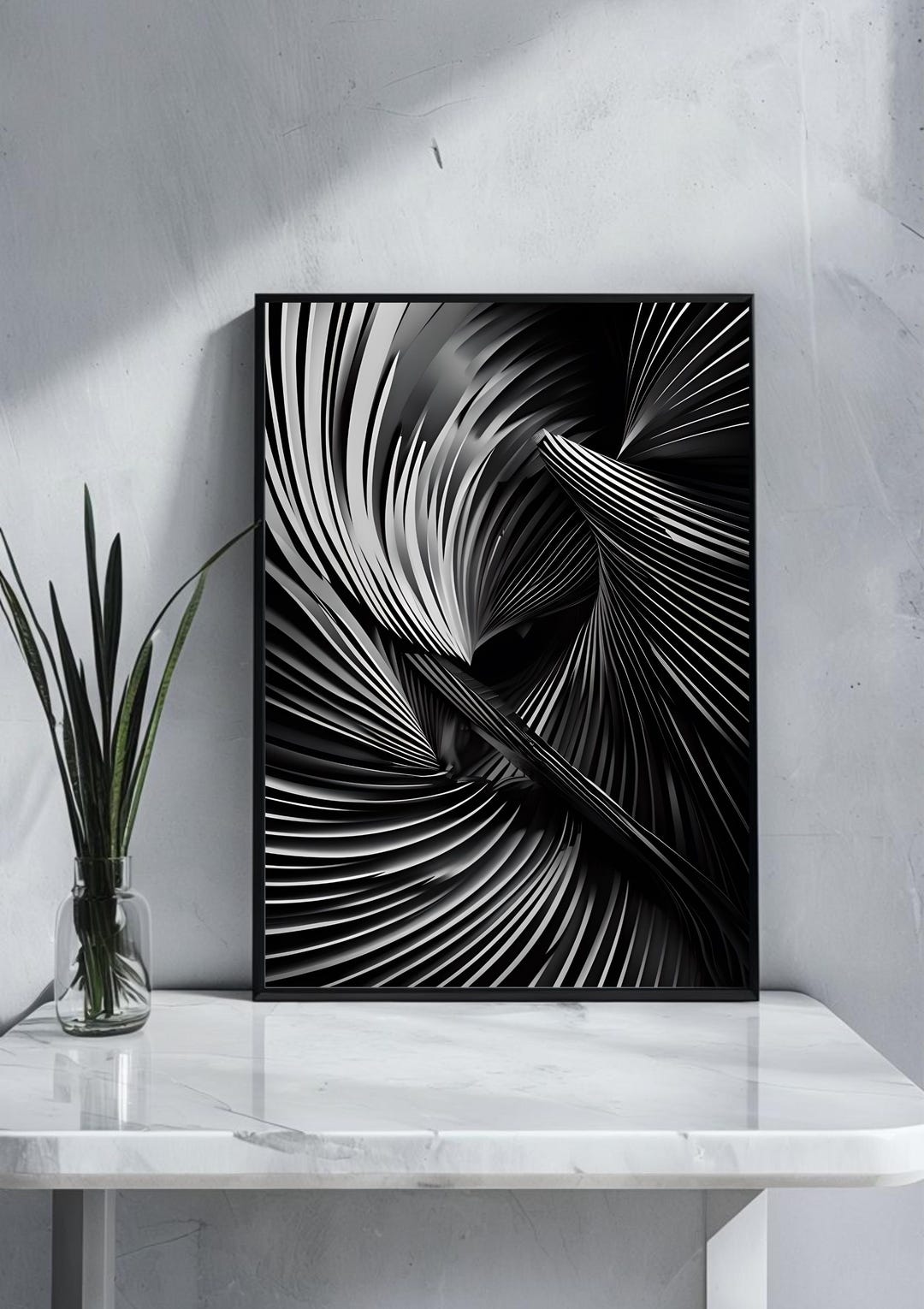 Parametric Wall Art Print, Angular Minimalist Poster, Modern Optical ...