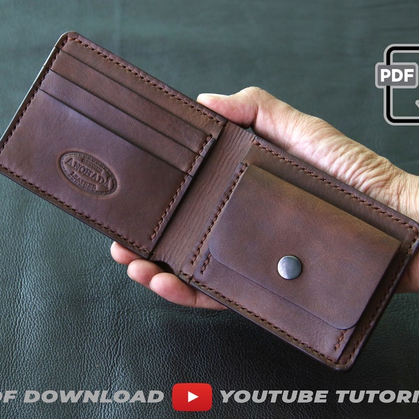 Slim Mens Bifold Wallet Leathercraft Pattern PDF TEMPLATE8.5 X 11 ...