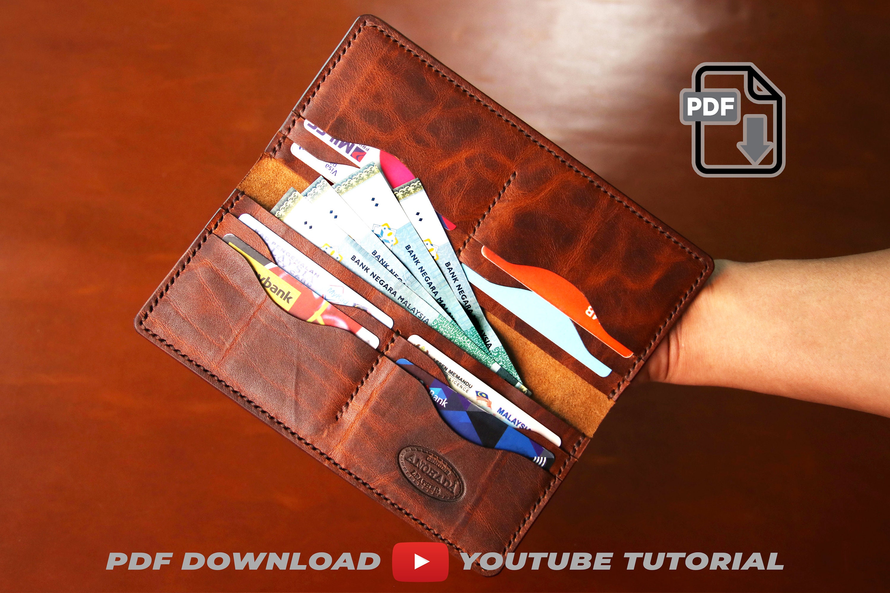 PDF Pattern, Long Wallet || PDF Template Pattern A4 & Letter, Leather ...