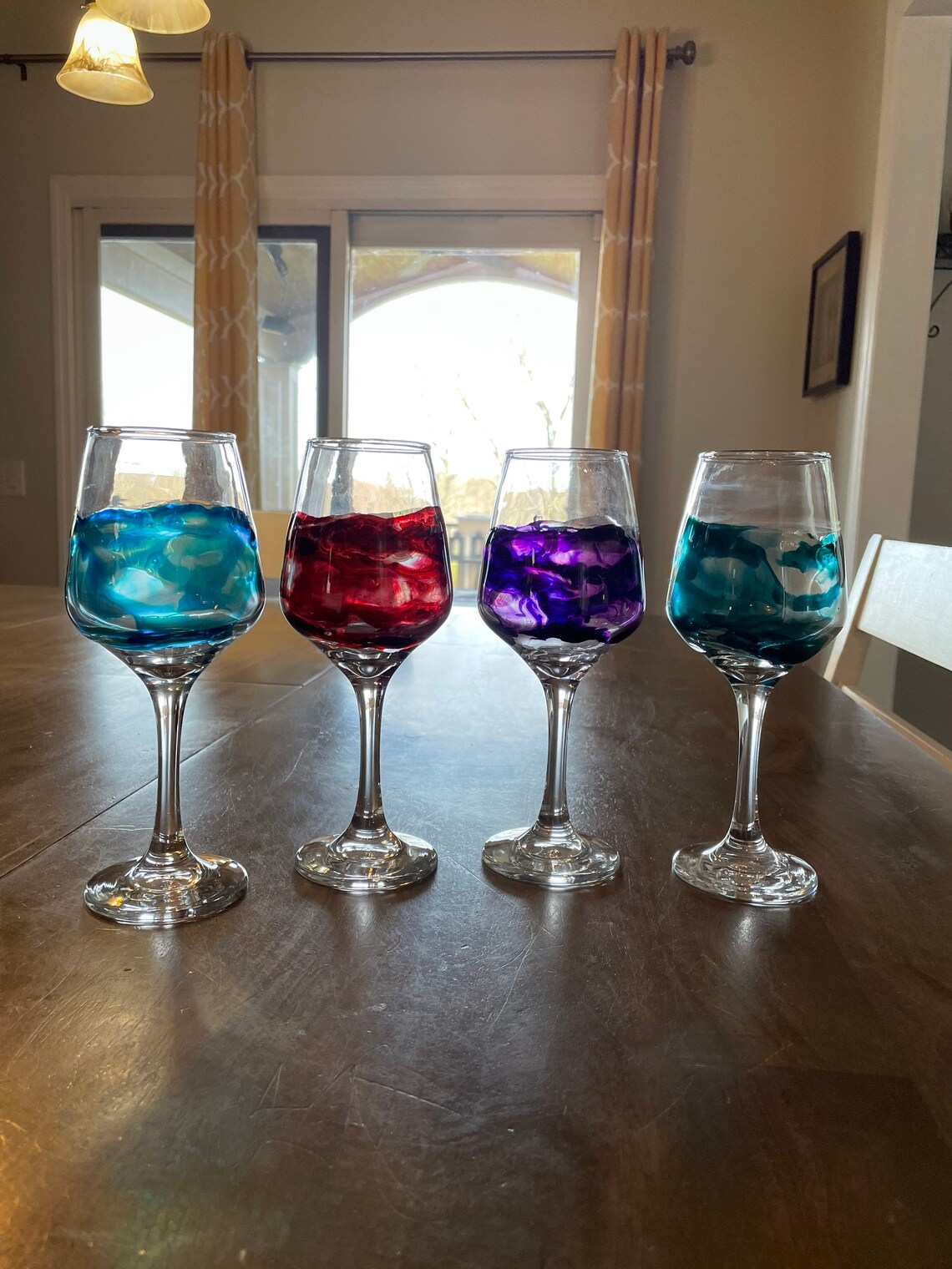 Alcohol Ink Wine Glasses Set of 4 - Etsy