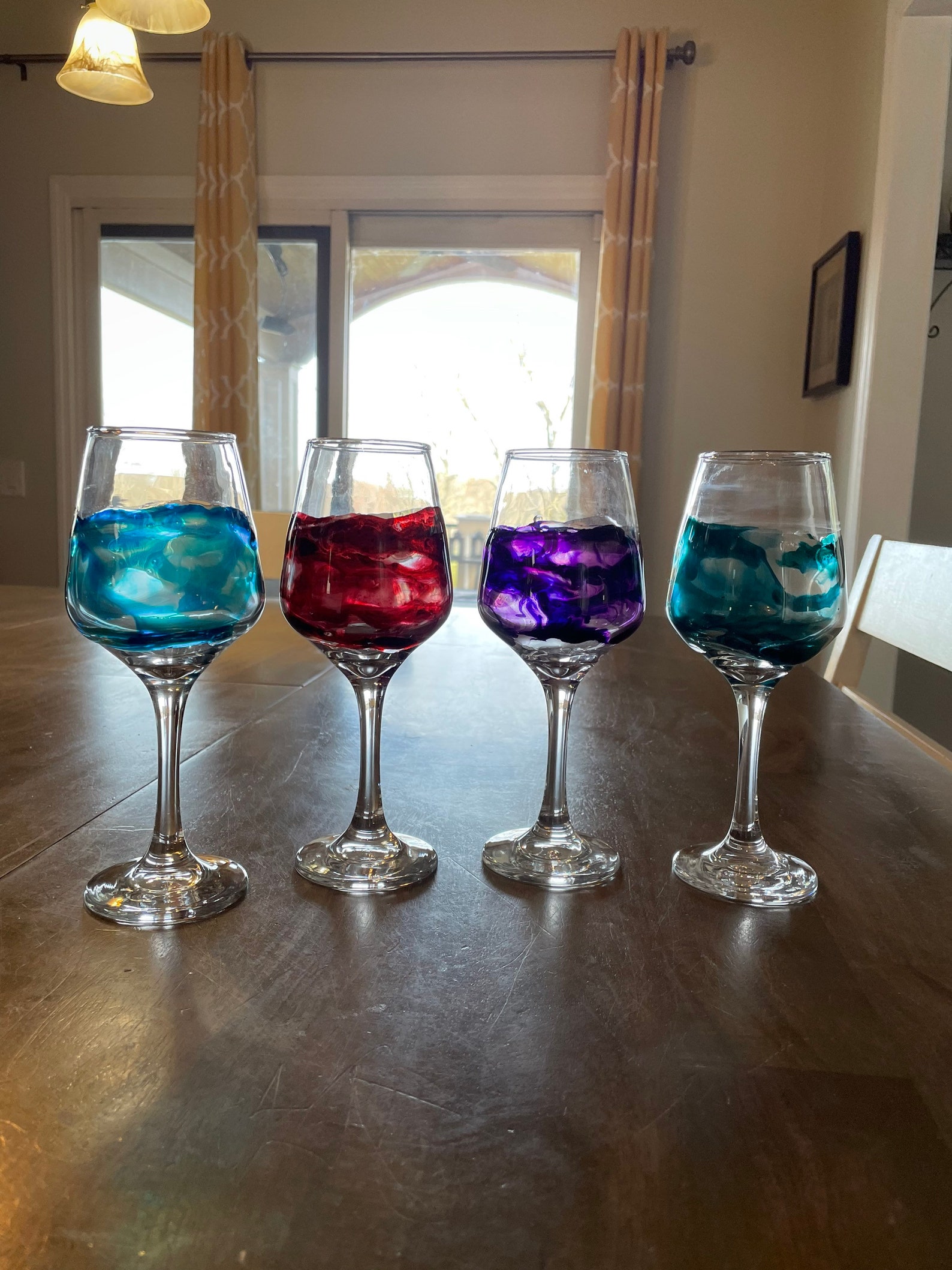 Alcohol Ink Wine Glasses Set of 4 - Etsy