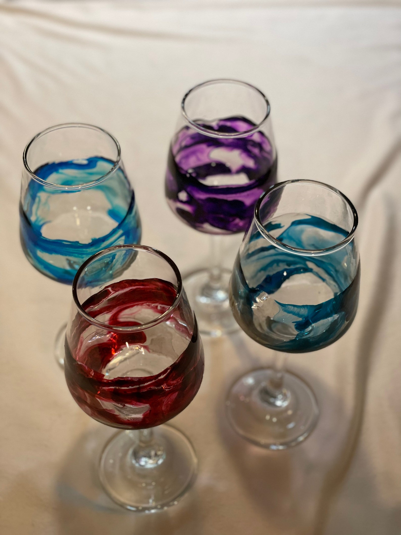 Alcohol Ink Wine Glasses Set of 4 - Etsy
