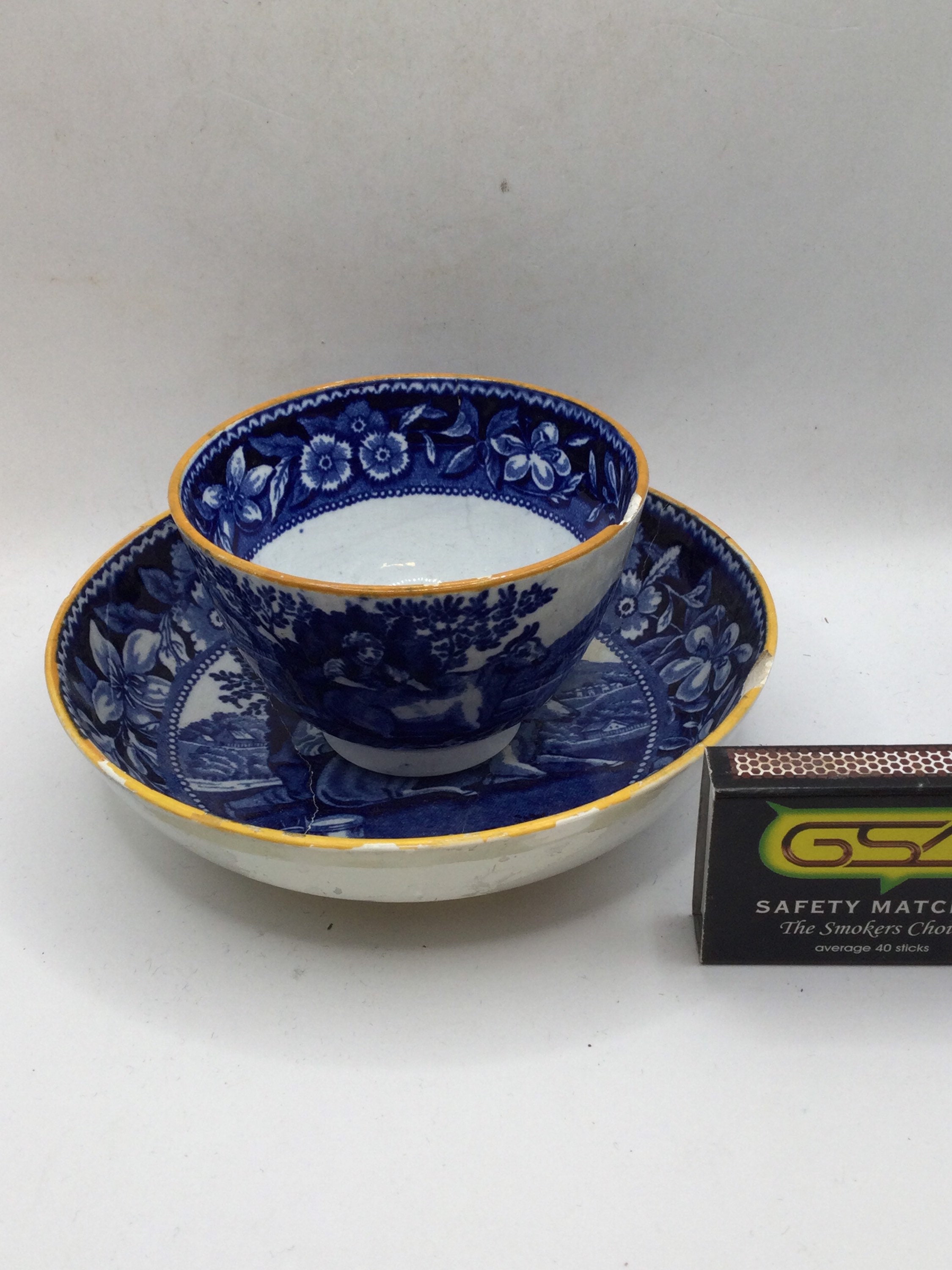 Antique Pearlware Tea Bowl and Saucer Transfer Printed Very - Etsy