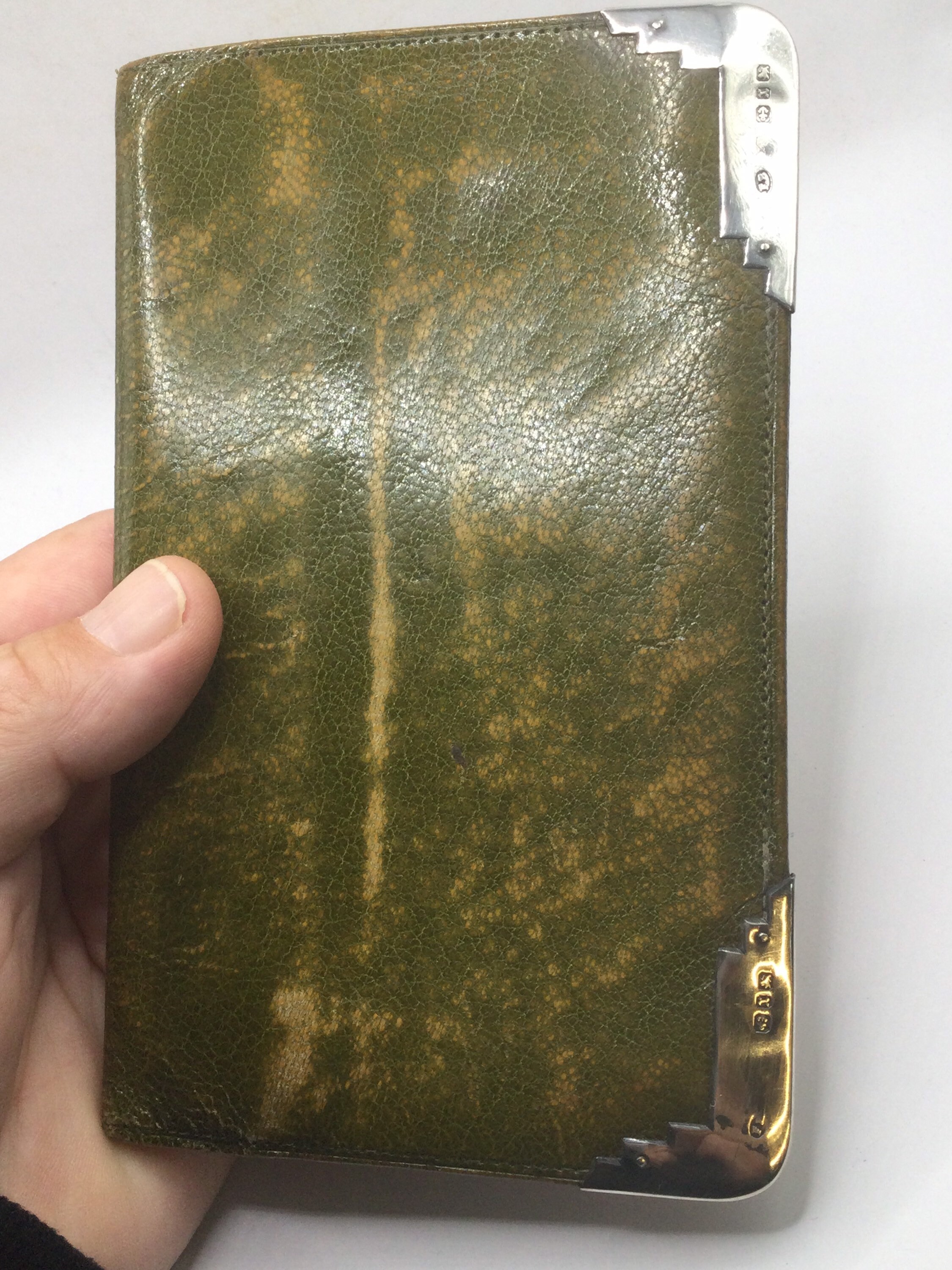 Antique Leather Wallet With Solid Silver Corners 1897, Antique Purse ...