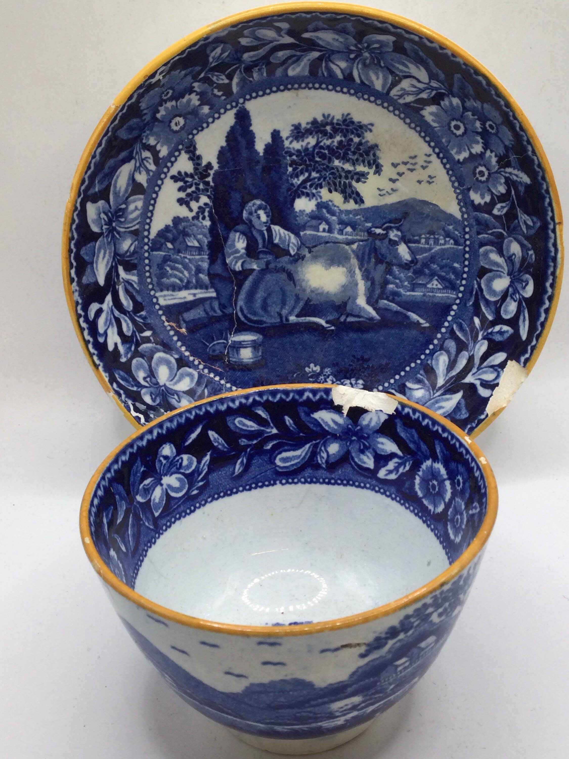 Antique Pearlware Tea Bowl and Saucer Transfer Printed Very - Etsy