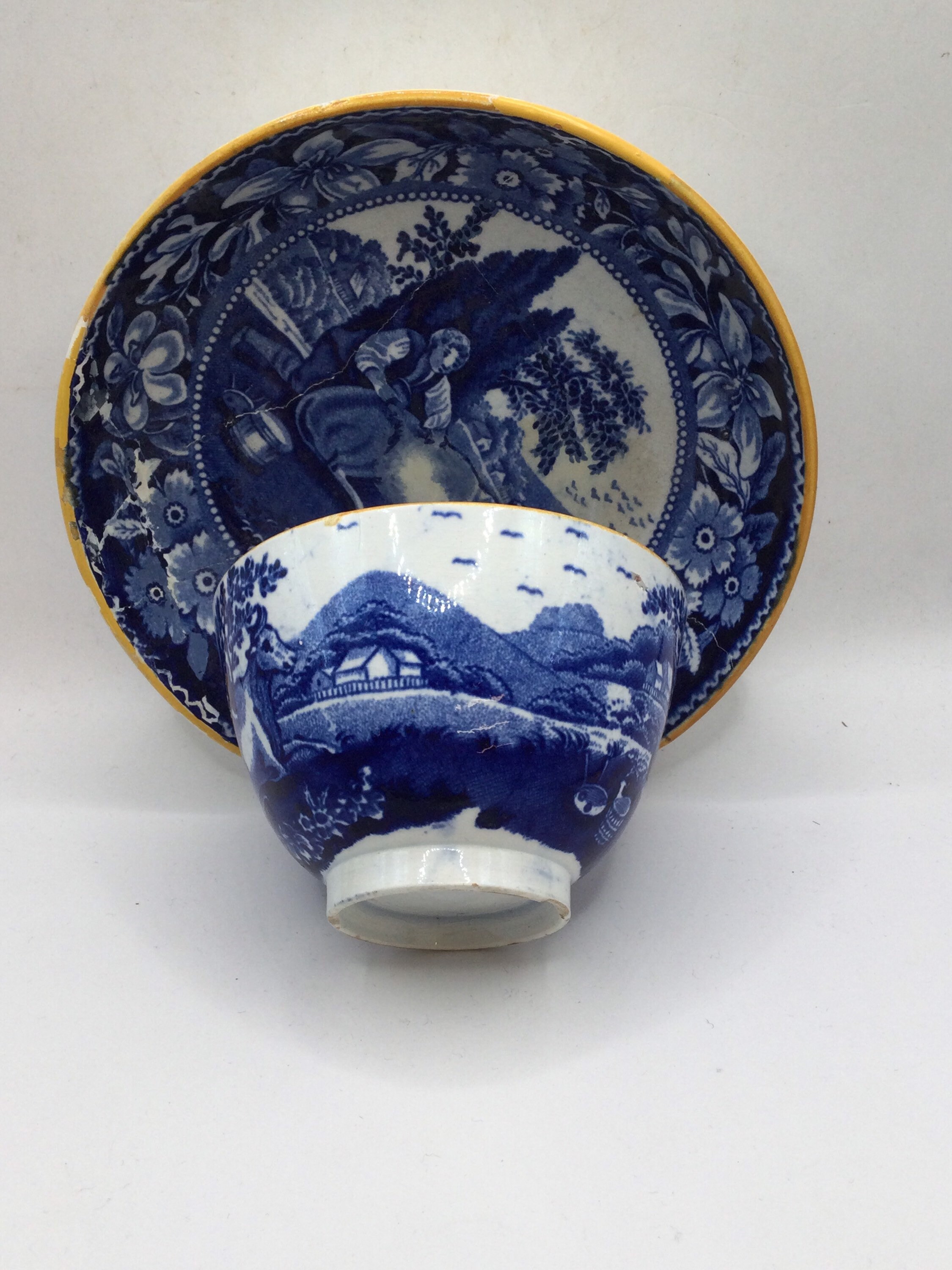 Antique Pearlware Tea Bowl and Saucer Transfer Printed Very - Etsy