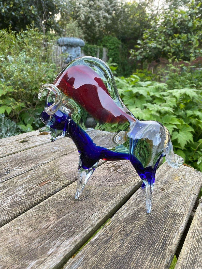 Murano Glass Bull Italian Glass 1950s Mid Century Glass by Sommerso - Etsy