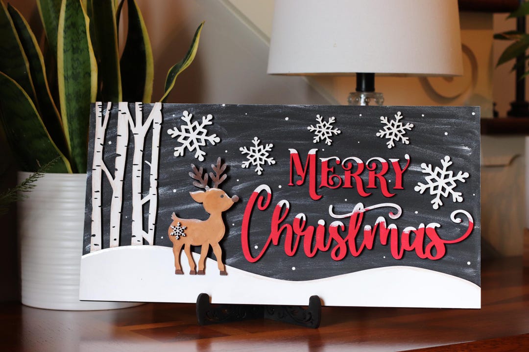 Hand-painted Reindeer Christmas Sign: Farmhouse Holiday Decor - Etsy