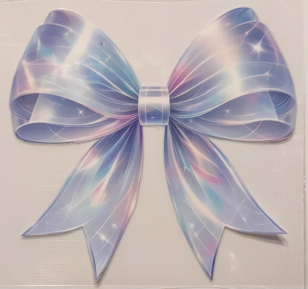 Iridescent Silver Bow - UVDTF Decal - Etsy