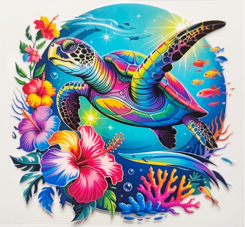 Beautiful Sea Turtle - UVDTF Decal - Etsy