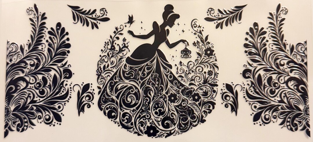 Cinderella Outline - Black - UVDTF 16oz Wrap - Etsy