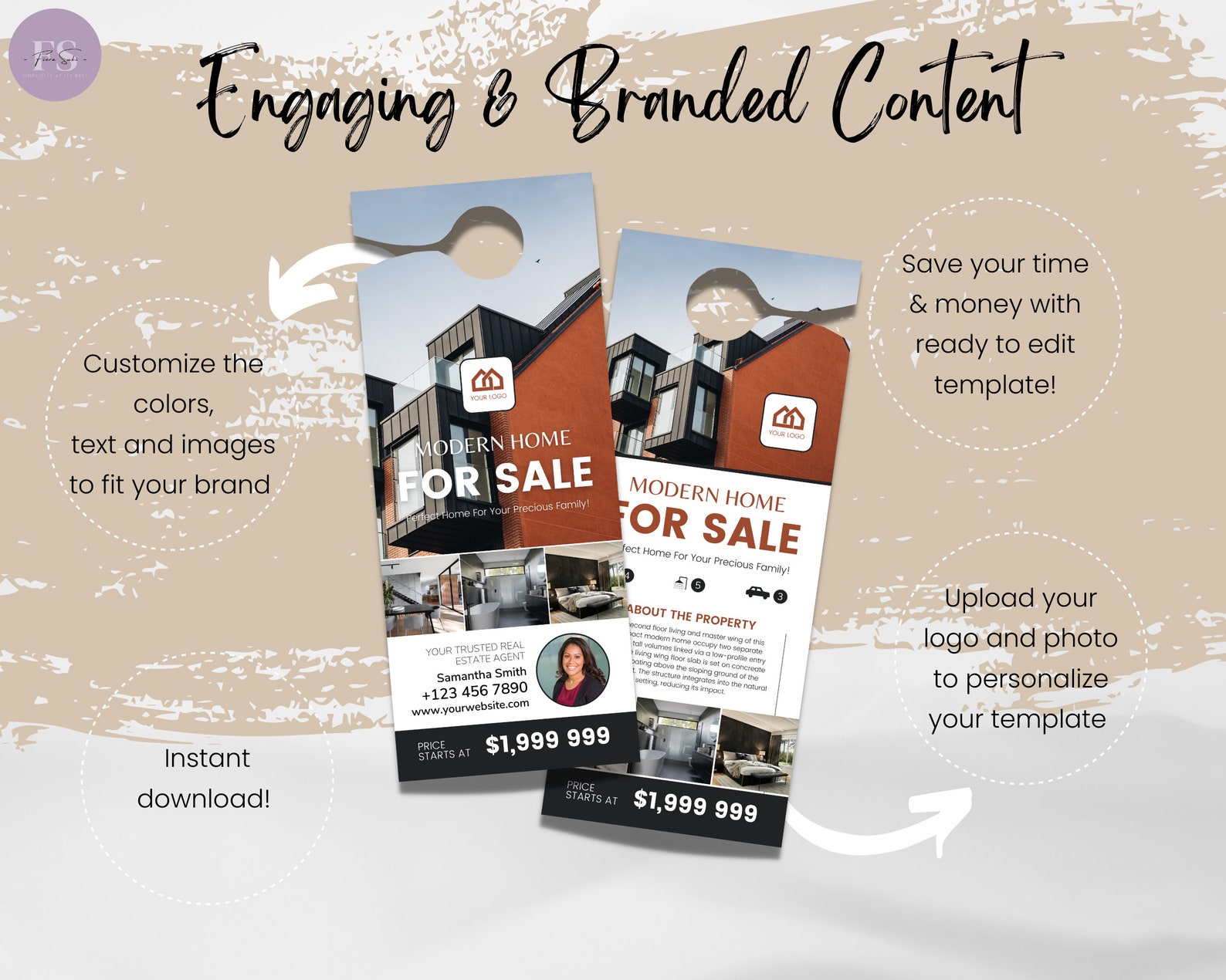 Realtor Door Hanger Tag Canva Template Selling or Buying Door - Etsy