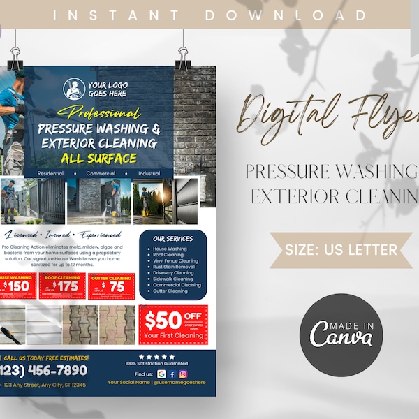 Home Exterior Cleaning Flyer - Etsy