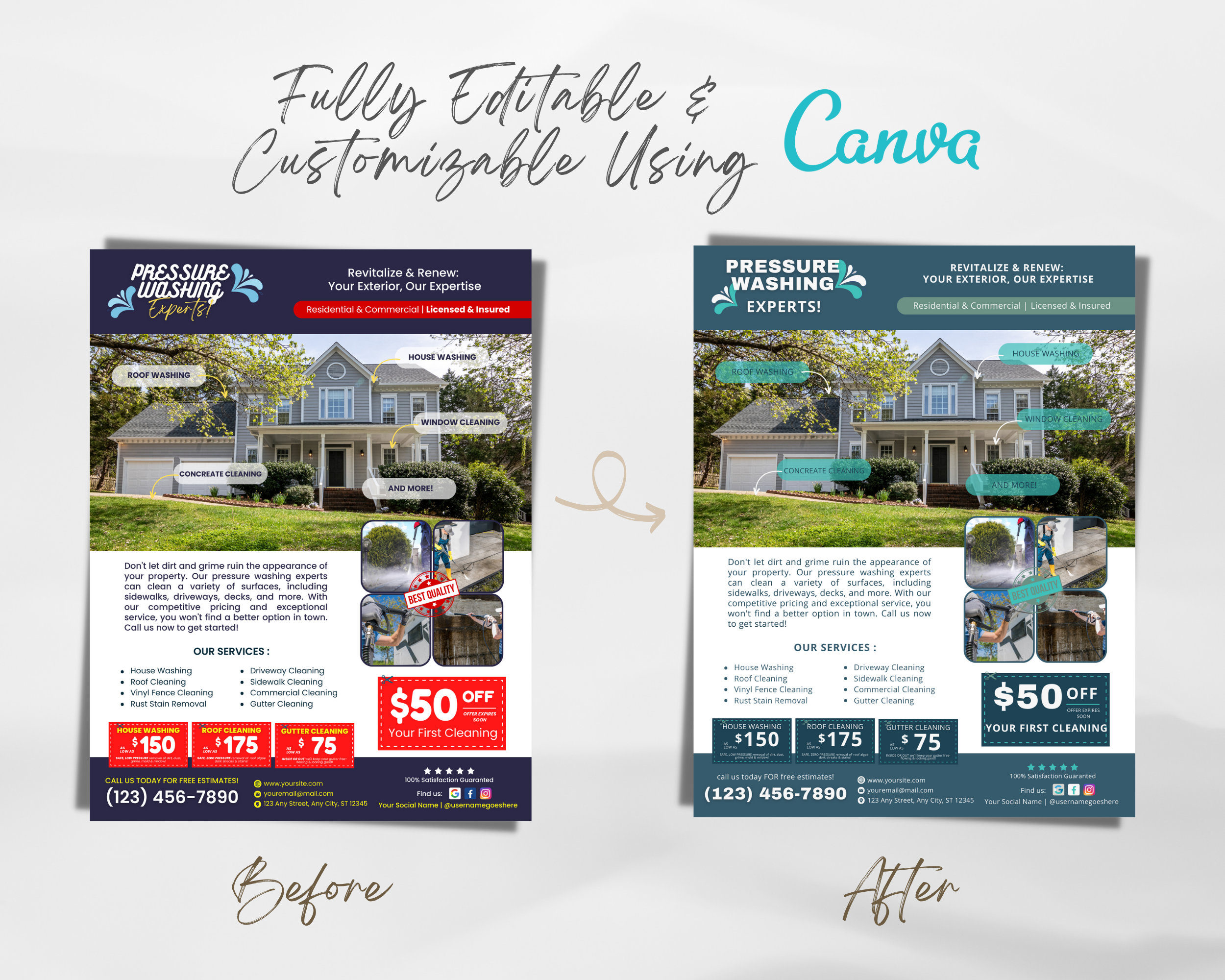 Pressure Washing Flyer Template, Power Washing Experts, Exterior ...