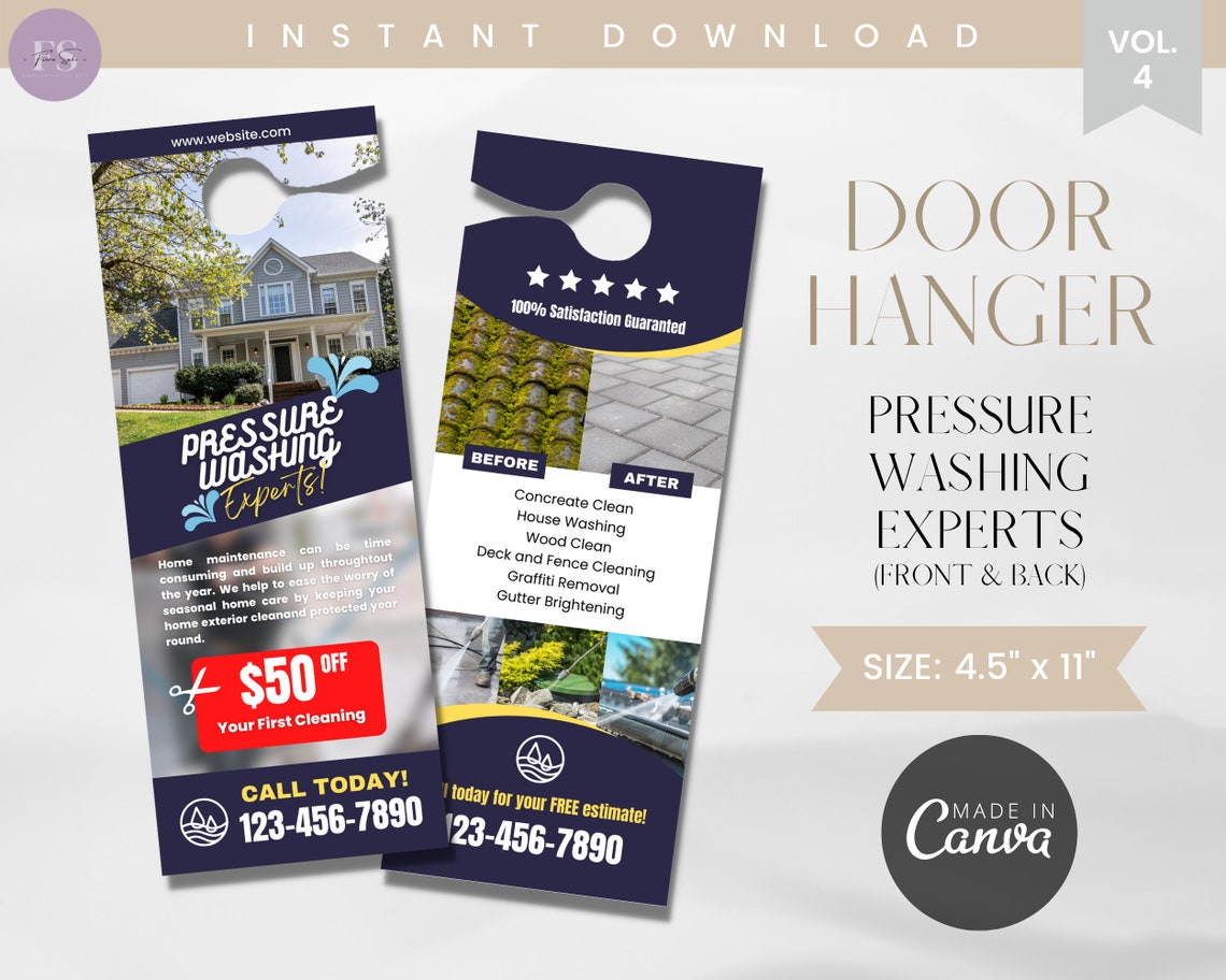 Pressure Washing Door Hanger Template: Customizable Canva Design ...