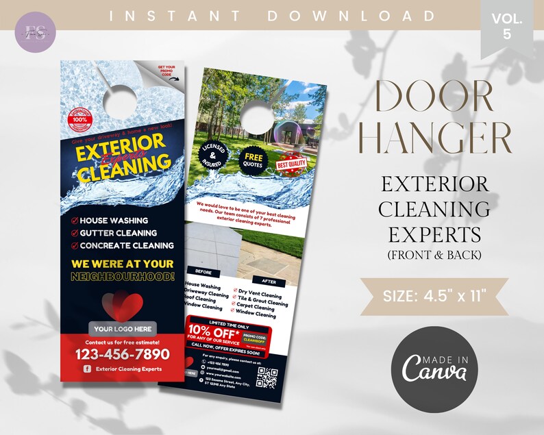 Exterior Cleaning Door Hanger Template: Customizable Canva Design ...