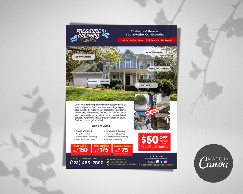 Pressure Washing Flyer Template, Power Washing Experts, Exterior ...