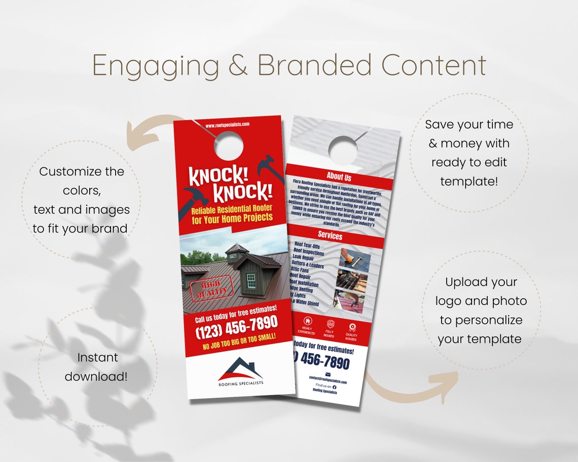 Roofing Business Door Hanger Template: Customizable Canva Design ...