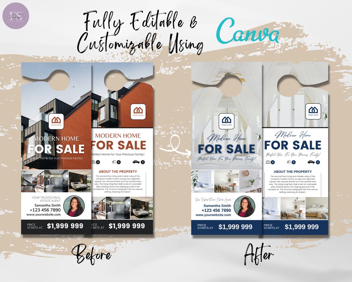 Realtor Door Hanger Tag Canva Template, Selling or Buying Door Hanger ...