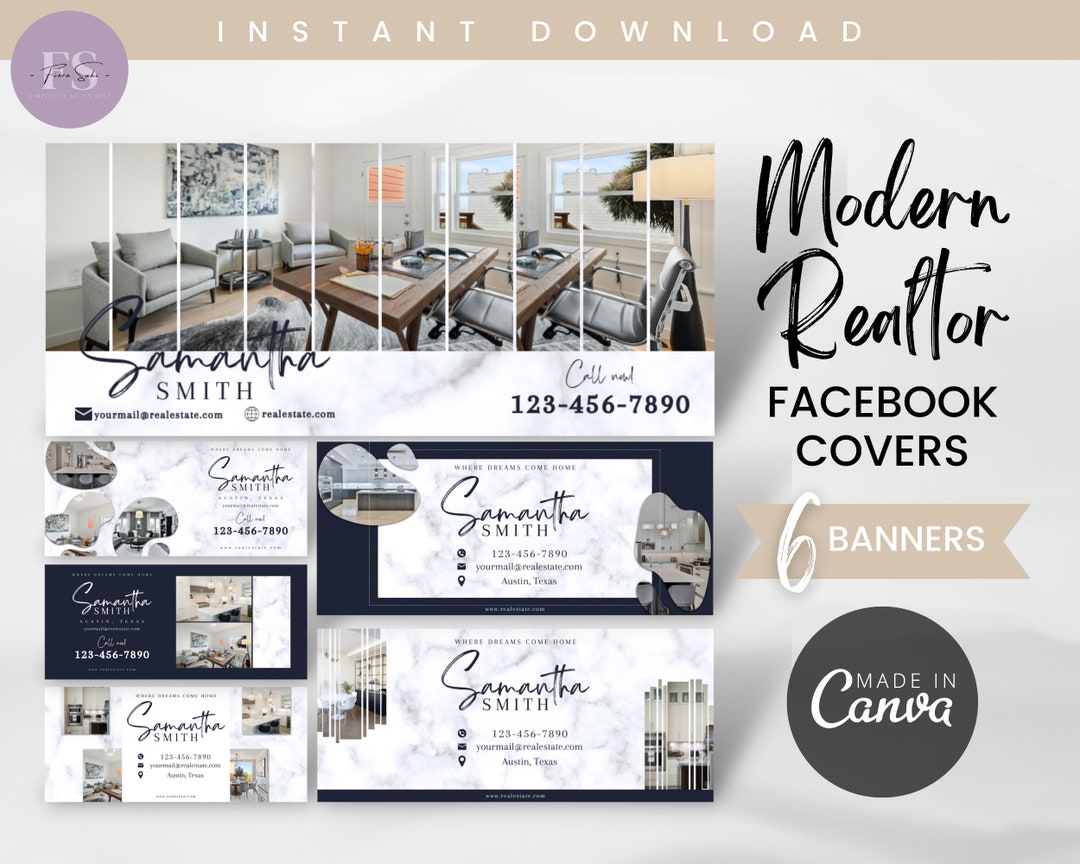 Realtor Facebook Cover Banner: Modern Real Estate Marketing (canva ...
