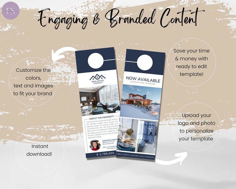 Realtor Door Hanger Tag Canva Template, Selling or Buying Door Hanger ...