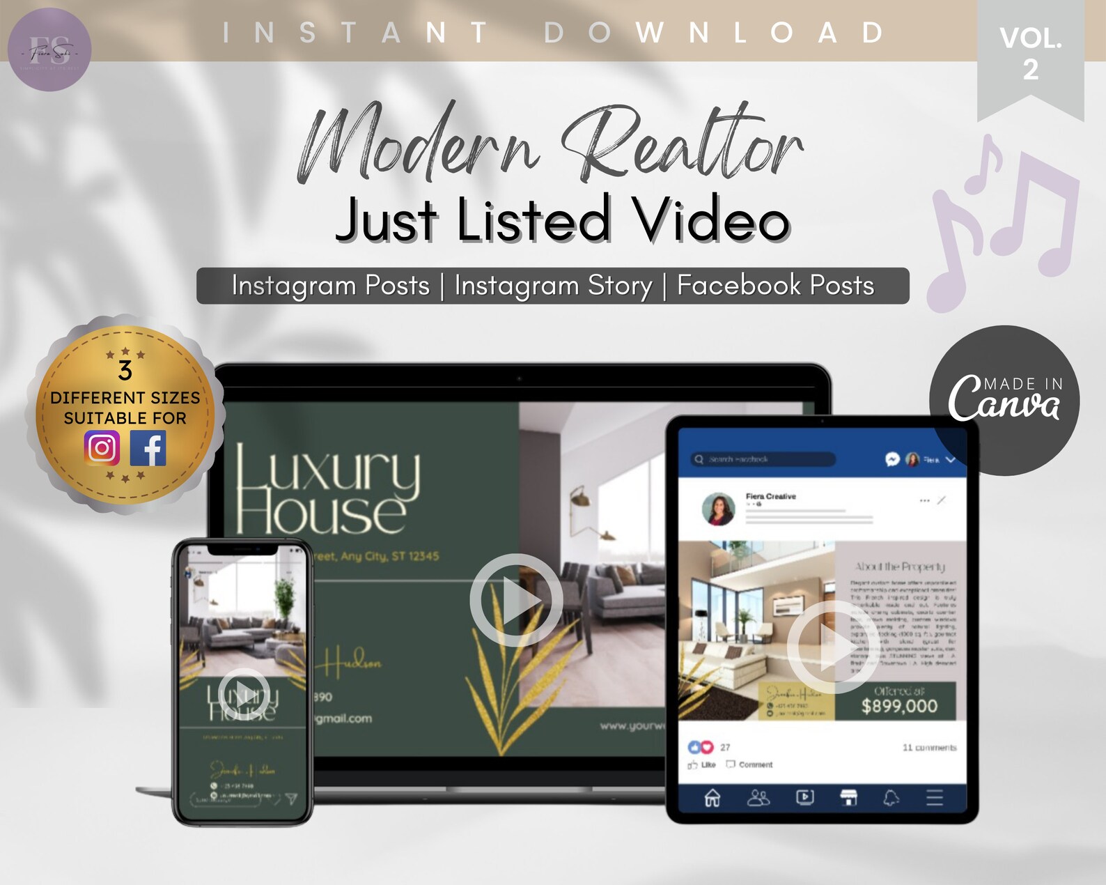 Realtor Video Template: Instagram & Facebook Marketing (canva) - Etsy