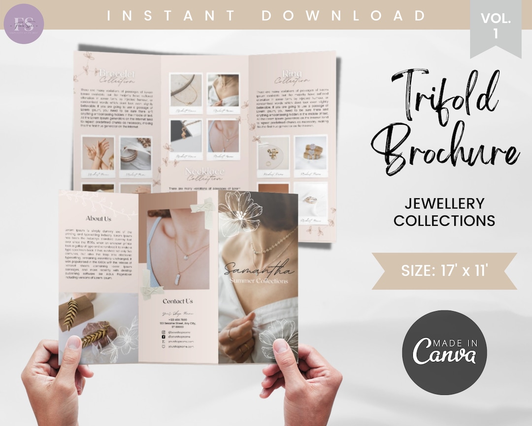 Jewelry Collection Trifold Brochure: Canva Template (digital Download ...