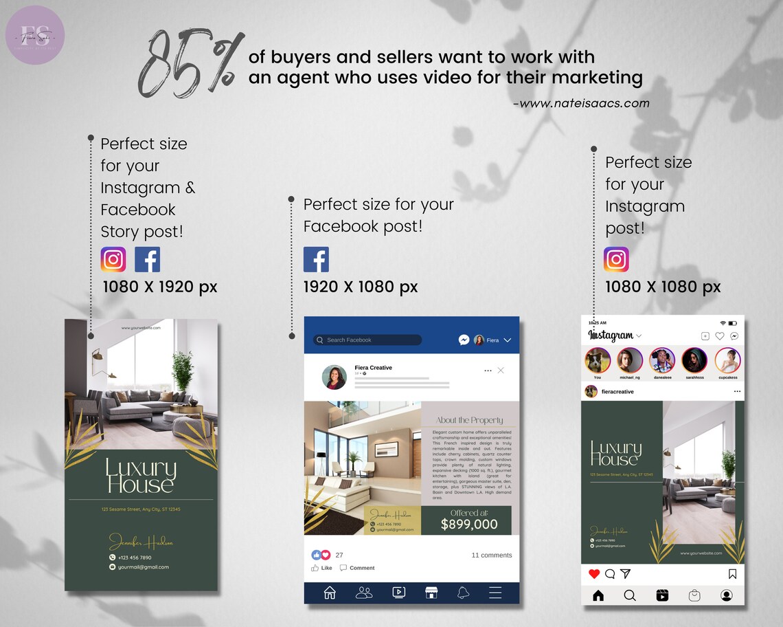 Realtor Video Template: Instagram & Facebook Marketing (canva) - Etsy