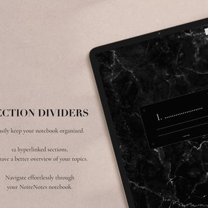 Landscape Digital Notebook in Dark Mode, Hyperlinked Tabs, Note ...